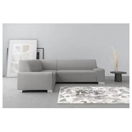 Ecksofa DOMO collection "Anzio L-Form" Sofas Gr. B/H/T: 259cm x 85cm x 191cm, Chenille-Struktur, langer Schenkel rechts, Mit Bettfunktion-Mit Federkern, grau Wahlweise mit Bettfunktion und Federkern