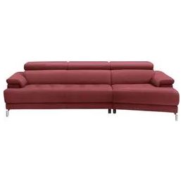 Ecksofa Egoitaliano "Soul, extravagantes Designsofa, Megasofa, super bequem, tolle Details" Sofas Gr. B/H/T: 246 cm x 99 cm x 140 cm, Leder BULL, Recamiere rechts, rot (kirschrot) mit Trapez-Abschlußelement, inkl verstellbarer Kopfteile