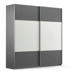 Schwebetürenschrank Rauch "Quadra Bestseller Schlafzimmerschrank in vielen Breiten" Schränke Gr. B/H/T: 226 cm x 230 cm x 62 cm, 2 St., grau (grau metallic, weißglas) Kleiderschrank Garderobenschrank Schrank mit Glaselementen