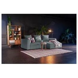 Ecksofa Tom Tailor HOME "HEAVEN CASUAL S" Sofas Gr. B/H/T: 242cm x 85cm x 162cm, Struktur grob TCU, Recamiere rechts, mit Bettfunktion-mit Bettkasten, blau (smokey blue tcu 36) aus der COLORS COLLECTION, wahlweise mit Bettfunktion & Bettkasten