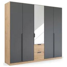 Drehtürenschrank Rauch "Dark&Wood by Quadra Spin" Schränke Gr. B/H/T: 226 cm x 210 cm x 54 cm, 5 St., braun (eiche artisan, grau metallic) im Industrial Style mit Schubkästen in Eiche Dekor, Spiegel