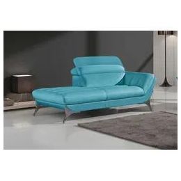 Recamiere Egoitaliano "Sueli, extravagantes Design und erstklassiger Sitzkomfort" Sofas Gr. B/H/T: 180cm x 100cm x 110cm, Leder BULL, Recamiere links, blau (türkis) Solitärmöbel, hochwertiger Lederbezug, inklusive Kopfteilverstellung