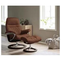 Relaxsessel stressless "Sunrise" Sessel Gr. Leder PALOMA, Relaxfunktion-Drehfunktion-PlusTMSystem-Gleitsystem-BalanceAdaptTM, B/H/T: 83cm x 105cm x 74cm, braun (copper paloma) mit Signature Base, Größe M, Gestell Braun