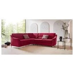 Ecksofa Places of Style "Cardoso L-Form" Sofas Gr. B/H/T: 260cm x 90cm x 230cm, Luxus-Microfaser ALTARA NUBUCK, langer Schenkel rechts, mit Bettfunktion-mit Schublade-mit Relaxfunktion, rot (bordeaux) mit Trapezecke für mehr Sitzkomfort, wahlweise auch Bettfunktion