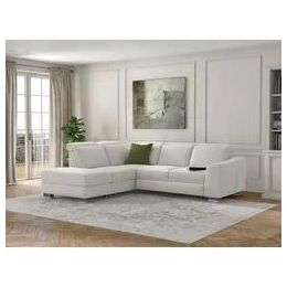 Sit & More Ecksofa SIT & MORE "Dundee L-Form" Sofas Gr. B/H/T: 263cm x 86cm x 219cm, Struktur weich, Ottomane links, mit Kopfteilverstellung-ohne Bettfunktion-ohne Stauraum, silberfarben (silber) mit Federkern und Edelstahlfüßen, wahlweise Kopfteilverstellung