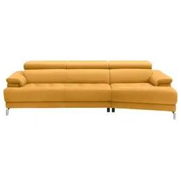 Ecksofa Egoitaliano "Soul, extravagantes Designsofa, Megasofa, super bequem, tolle Details" Sofas Gr. B/H/T: 246 cm x 99 cm x 140 cm, Leder BULL, Recamiere rechts, gelb mit Trapez-Abschlußelement, inkl verstellbarer Kopfteile