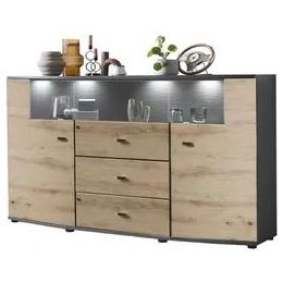 Sideboard Inosign "DERA" Sideboards Gr. B/H/T: 160cm x 86,8cm x 41,6cm, Soft Close, 3 St., braun (braun/grau) Kommode, Breite 160 cm