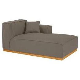 Recamiere Home Affaire "Terry" Sofas Gr. B/H/T: 99cm x 75cm x 165cm, Struktur fein, Recamiere rechts, Armteil rechts, braun Longchair Sofas mit offener Kedernaht und Holzuntergestell