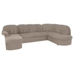 Wohnlandschaft DOMO collection "Pegnitz U-Form" Sofas Gr. B/H/T: 292 cm x 82 cm x 180 cm, Struktur grob, Recamiere links, ohne Bettfunktion, braun (braun, beige) wahlweise mit Bettfunktion