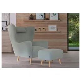 Sessel Home Affaire "Telford auch in Fellimitat, B/T/H: 77/92/106 cm" Gr. Struktur fein, incl. Hocker, B/H/T: 77 cm x 106 cm x 92 cm, grün (mint) Ohrensessel mit Hocker Sessel wahlweise und ohne Hocker, in vielen Bezugsqualitäten,