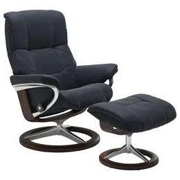 Relaxsessel stressless "Mayfair" Sessel Gr. Leder PALOMA, Signature Base Braun, Relaxfunktion-Drehfunktion-PlusTMSystem-Gleitsystem-BalanceAdaptTM, B/H/T: 79cm x 102cm x 44cm, blau (shadow blue paloma) mit Signature Base, Größe S, M & L, Gestell Braun