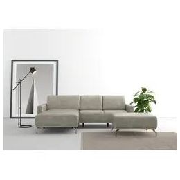 Sit & More Ecksofa SIT & MORE "Bailando L-Form" Sofas Gr. B/H/T: 251cm x 84cm x 163cm, Luxus-Microfaser mit Prägung, Recamiere links, mit Kopfteilverstellung-mit Vorziehsitz motorisch, grau (hellgrau) wahlweise mit Kopfteilverstellung und Vorziehsitz, motorisch