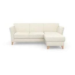 Sit & More Ecksofa SIT & MORE "Visby L-Form" Sofas Gr. B/H/T: 248cm x 87cm x 162cm, Struktur fein, Recamiere rechts, ohne Bettfunktion-ohne Bettkasten, beige (linen) Wahlweise mit Bettfunktion und Bettkasten, frei im Raum stellbar