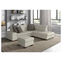 Sit & More Ecksofa SIT&MORE "Luxor L-Form" Sofas Gr. B/H/T: 259 cm x 82 cm x 224 cm, Soft clean, Ottomane rechts, mit Bettfunktion-mit Stauraum bei Ottomane-mit Kopfteilverstellung, beige (creme) wahlweise mit Bettfunktion, Stauraum und Kopfteilverstellung