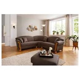 Ecksofa Home Affaire "Milano Vintage, L-Form" Sofas Gr. B/H/T: 233cm x 83cm x 81cm, Microfaser VINTAGE, 2S.E.2S, braun mit Federkern, Bezug in Vintageoptik, incl. 4 Zierkissen