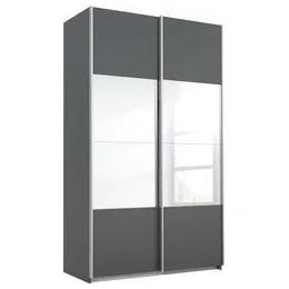 Schwebetürenschrank Rauch "Quadra" Schränke Gr. B/H/T: 136 cm x 230 cm x 62 cm, 2 St., grau (grau metallic, spiegel) mit Spiegelelementen