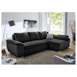 Jockenhöfer Ecksofa JOCKENHÖFER GRUPPE "Alster L-Form" Sofas Gr. B/H/T: 268cm x 76cm x 161cm, Luxus-Microfaser, Ottomane beidseitig montierbar, mit Bettfunktion-mit Bettkasten, schwarz mit Bettfunktion und Bettkasten, Ottomane links oder rechts montierbar