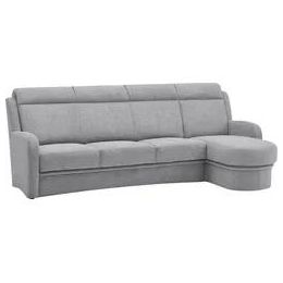 Ecksofa VILLA BECK "Varese L-Form" Sofas Gr. B/H/T: 256cm x 102cm x 83cm, Microfaser-Flock, Longchair rechts, mit Bettkasten, grau (6 fels) Kopfteilverstellung, wahlweise mit Sitzvorzug, in Sitzhöhe 49 cm