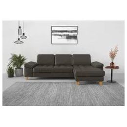 Sit & More Ecksofa SIT & MORE "Westham L-Form" Sofas Gr. B/H/T: 275cm x 88cm x 172cm, Microfaser, Recamiere rechts, ohne Bettfunktion-ohne Bettkasten-ohne Armlehnfunktion-ohne Sitztiefenverstellung-mit Federkern, grau (anthrazit) mit Recamiere, oder ohne Bettfunktion, Bettkasten, Füße Eiche