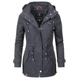 Outdoorjacke Marikoo "Nyokoo" Gr. M (38), blau Damen Jacken modische Baumwoll Übergangsjacke mit großer Kapuze