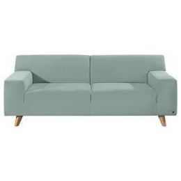 2-Sitzer Tom Tailor HOME "NORDIC PURE" Sofas Gr. B/H/T: 186cm x 77cm x 91cm, Samtstoff STC, grün (celadon stc 3) im Retrolook, Füße Buche natur