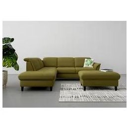 Sit & More Ecksofa SIT & MORE "Maggiore L-Form" Sofas Gr. B/H/T: 261cm x 88cm x 224cm, Soft clean, Ottomane links, ohne Kopfteilverstellung-ohne Bettfunktion-ohne Stauraum-Fussfarbe: schwarz matt, grün (olive) wahlweise mit Kopfteilverstellung, Bettfunktion und Stauraum