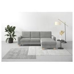 Ecksofa Home Affaire "Summer L-Form", silber, B:249cm H:91cm T:164cm, 100% Polyester, Sofas, mit Recamiere, mit oder ohne Bettfunktion und Bettkasten, Cord-Bezug