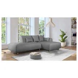 Ecksofa Andas "Svennis L-Form" Sofas Gr. B/H/T: 254 cm x 83 cm x 165 cm, Filzoptik, Recamiere rechts, grau (hellgrau) incl. Zierkissen, in 2 Bezugsvarianten