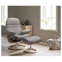 Relaxsessel stressless "Sunrise", grau (grau jasmine), B:92cm H:105cm T:80cm, Leder BATICK: BATICK ist ein leicht korrigiertes, durchgefärbtes und genarbtes Möbelleder, bei dem die meisten Unebenheiten und Spuren in der Regel entfernt wurden., Leder PALOMA: PALOMA ist ein durchgefärbtes Semianilin-Möbelleder mit natürlicher Narbung., ROHLEDER Stoff Q2 FARON: Ein fester zuverlässiger Bouclu00e9 mit