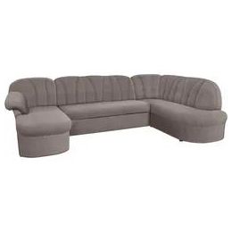 Wohnlandschaft DOMO collection "Pegnitz U-Form" Sofas Gr. B/H/T: 292 cm x 82 cm x 180 cm, Struktur fein, Recamiere links, ohne Bettfunktion, grau (stone) wahlweise mit Bettfunktion