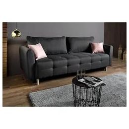 Schlafsofa Inosign "Nordic" Sofas Gr. B/H/T: 219cm x 93cm x 88cm, Flachgewebe, grau (anthrazit) inklusive Bettkasten und Zierkissen Bestseller