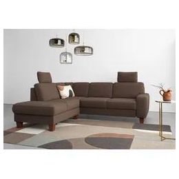 Ecksofa Home Affaire "Vision L-Form" Sofas Gr. B/H/T: 240cm x 90cm x 215cm, Easy care, Ottomane links, ohne Bettfunktion-ohne Stauraum, braun (espresso) wahlweise mit Bettfunktion und Stauraum, auch in Easy Care-Bezug