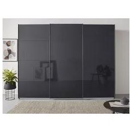 Schwebetürenschrank Rauch "Kleiderschrank Schrank Garderobe TOPSELLER OTELI inkl. Inneneinteilung" Schränke Gr. B/H/T: 271 cm x 210 cm x 62 cm, grau (graumetallic, hochglanz effektgrau) mit 3 Innenschubladen sowie zusätzlichen Einlegeböden MADE IN GERMANY