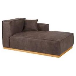 Recamiere Home Affaire "Terry" Sofas Gr. B/H/T: 99cm x 75cm x 165cm, Luxus-Microfaser, Recamiere rechts, Armteil rechts, braun (dunkelbraun) Longchair Sofas mit offener Kedernaht und Holzuntergestell