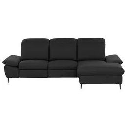 Ecksofa Places of Style "Amalfi L-Form" Sofas Gr. B/T: 263cm x 170cm, Kunstleder SOFTLUX, Recamiere rechts, mit verstellbaren Kopftstützen-mit elektrischer Relaxfunktion, schwarz mit verstellbaren Kopfstützen und Armlehnen