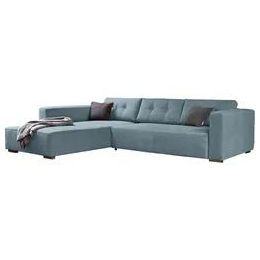 Ecksofa Tom Tailor HOME "HEAVEN CHIC M" Sofas Gr. B/H/T: 282cm x 85cm x 221cm, Struktur grob TCU, Recamiere links, ohne Bettfunktion-ohne Bettkasten, blau (fresh tcu 6) aus der COLORS COLLECTION, wahlweise mit Bettfunktion & Bettkasten