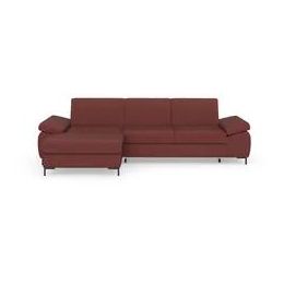 Ecksofa DOMO collection "Capelo L-Form" Sofas Gr. B/H/T: 297cm x 84cm x 160cm, Chenille, Recamiere links, mit Bettfunktion-mit Armteilverstellung, lila (beere) mit Armteilverstellung, wahlweise Bettfunktion, Federkern