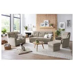 Polstergarnitur VILLA BECK "Lugano" Sitzmöbel-Sets Gr. Flachgewebe, Kopfteilverstellung, beige (2 stone) Kopfteilverstellung, in Sitzhöhe 46 cm, 3-Sitzer und 2x Sessel