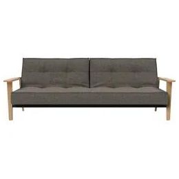 Schlafsofa INNOVATION LIVING TM "Splitback Frej, Dauerschlafsofa, bequem mit Federkernunterfederung" Sofas Gr. B/H/T: 234 cm x 79 cm x 90 cm, Webstoff fein FLASHTEX, grau (dark grey) mit stabilen Armlehnen, in skandinavischem Design