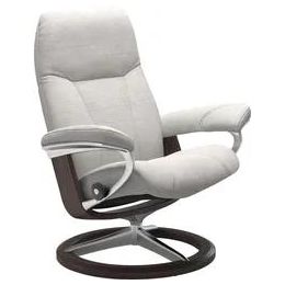 Relaxsessel stressless "Consul" Sessel Gr. Struktur fein JASMINE, Signature Base Wenge, BalanceAdaptTM-PlusTMSystem-Gleitsystem-Relaxfunktion-Drehfunktion-Kopfstützenverstellung-Rückteilverstellung, B/H/T: 78cm x 97cm x 70cm, grau (light grey jasmine) mit Signature Base, Größe S, Gestell Wenge