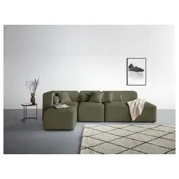 Ecksofa Andas "Sundstrup L-Form" Sofas Gr. B/H/T: 303 cm x 76,5 cm x 93 cm, Bouclé, Recamiere rechts, grün Modulserie, individuelle Zusammenstellung