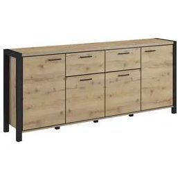 Sideboard Home Affaire "Aktiv", braun (taurus), B:213cm H:91cm T:41cm, Dekorfolie, FSC-zertifizierter Holzwerkstoff, MDF, Sideboards, Breite 213 cm