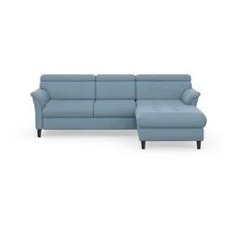 Sit & More Ecksofa SIT&MORE "Marano L-Form" Sofas Gr. B/T: 257 cm x 166 cm, Soft clean, mega-Recamiere rechts, ohne Bettfunktion-ohne Bettkasten-inklusive Kopfteilverstellung-Fußfarbe: matt schwarz, blau (hellblau) inklusive Kopfteilverstellung, wahlweise mit Bettfunktion, Bettkasten