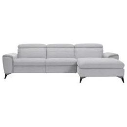 Ecksofa Places of Style "Theron, L-Form, 263 cm" Sofas Gr. B/H/T: 263cm x 75cm x 163cm, Struktur weich, Recamiere rechts, beige (creme) elektrische Relaxfunktion, USB-Anschluss, manuelle Kopfteilverstellung