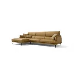 Ecksofa Egoitaliano "FUNNY, hochwertiges und aktuelles Design, bequeme Rückenlehne" Sofas Gr. B/H/T: 265cm x 90cm x 225cm, Leder, Recamiere links, beige (kamel) hochwertiger Sitzkomfort, L-Form