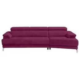 Ecksofa Egoitaliano "Soul, extravagantes Designsofa, Megasofa, super bequem, tolle Details" Sofas Gr. B/H/T: 246cm x 99cm x 140cm, Luxus-Microfaser BLUSH, Recamiere rechts, pink (fuchsia) mit Trapez-Abschlußelement, inkl verstellbarer Kopfteile