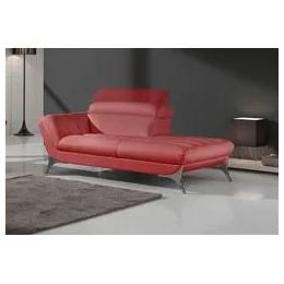 Recamiere Egoitaliano "Sueli, extravagantes Design und erstklassiger Sitzkomfort" Sofas Gr. B/H/T: 180 cm x 100 cm x 110 cm, Leder NUVOLE, Recamiere rechts, rot Solitärmöbel, hochwertiger Lederbezug, inklusive Kopfteilverstellung