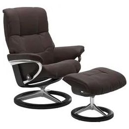 Relaxsessel stressless "Mayfair" Sessel Gr. Leder PALOMA, Signature Base Schwarz, Relaxfunktion-Drehfunktion-PlusTMSystem-Gleitsystem-BalanceAdaptTM, B/H/T: 79cm x 102cm x 73cm, braun (chocolate paloma) mit Hocker, Signature Base, Größe S, M & L, Gestell Schwarz