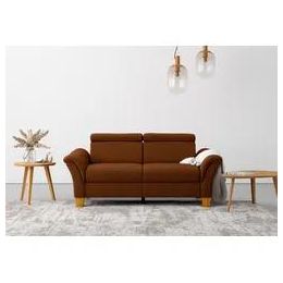 2,5-Sitzer Home Affaire "Lindgren" Sofas Gr. B/H/T: 185 cm x 84 cm x 93 cm, Struktur, mit beidseitiger TV-Funktion motorisch-mit Kopfteilverstellung-mit Federkern, rosegold (kupfer) wahlweise mit TV-Funktion, links oder beidseitig, Kopfteilverstellung