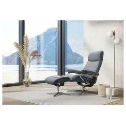 Relaxsessel stressless "View" Sessel Gr. Struktur fein JASMINE, Cross Base Schwarz, Relaxfunktion-Drehfunktion-PlusTMSystem-Gleitsystem-BalanceAdaptTM, B/H/T: 78cm x 108cm x 78cm, blau (light jasmine) mit Cross Base, Größe S, M & L, Holzakzent Schwarz